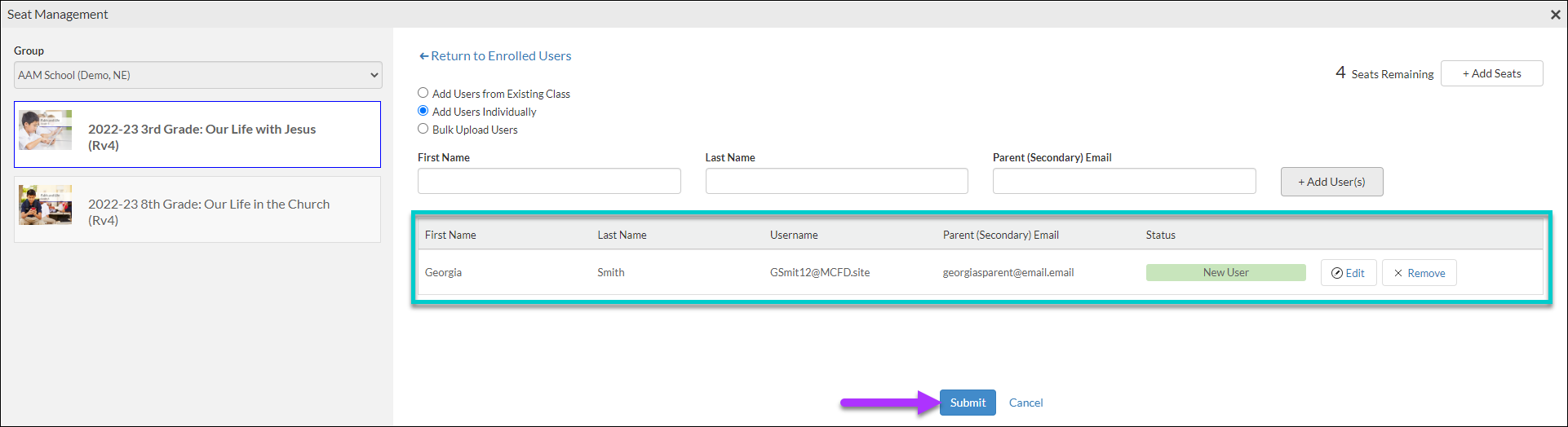 Adding New Individual Students to a Class – Help Center - MCFD/NCEA